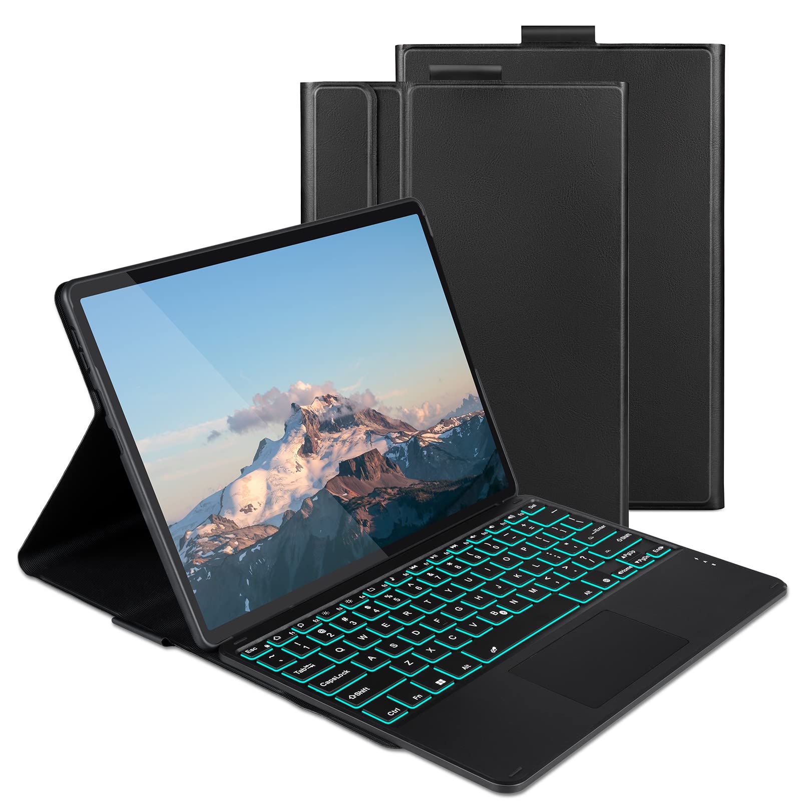 Keyboard Case with Touchpad Backlit Compatible with Surface Pro X 13-Inch, Case with Detachable Bluetooth Keyboard US Layout and Trackpad for Surface Pro X 13-Inch, Black