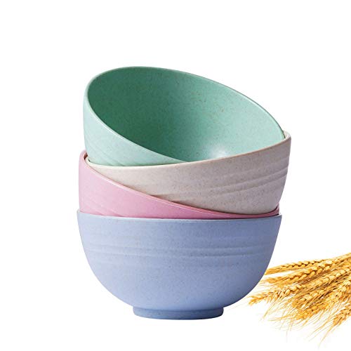TAO CICADA Cereal Bowls - Set of 4 Wheat Straw Fiber BowlsďźUnbreakable & Lightweight for Snacks, Rice, Condiments, Side Dishes, or Ice Cream, Dishwasher & Microwave Safe
