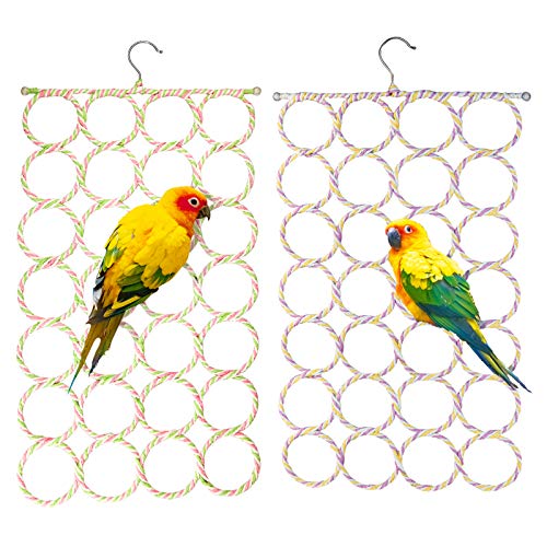 2 Packs Parrot Swing Hanging Toys, Bird Climbing Rope Net Ladders Small Medium Pet Activity Toy Suitable for Parakeet,Cockatiel,Cockatoo,Conure,Mini Macaw(Random Color ) (Style-1)
