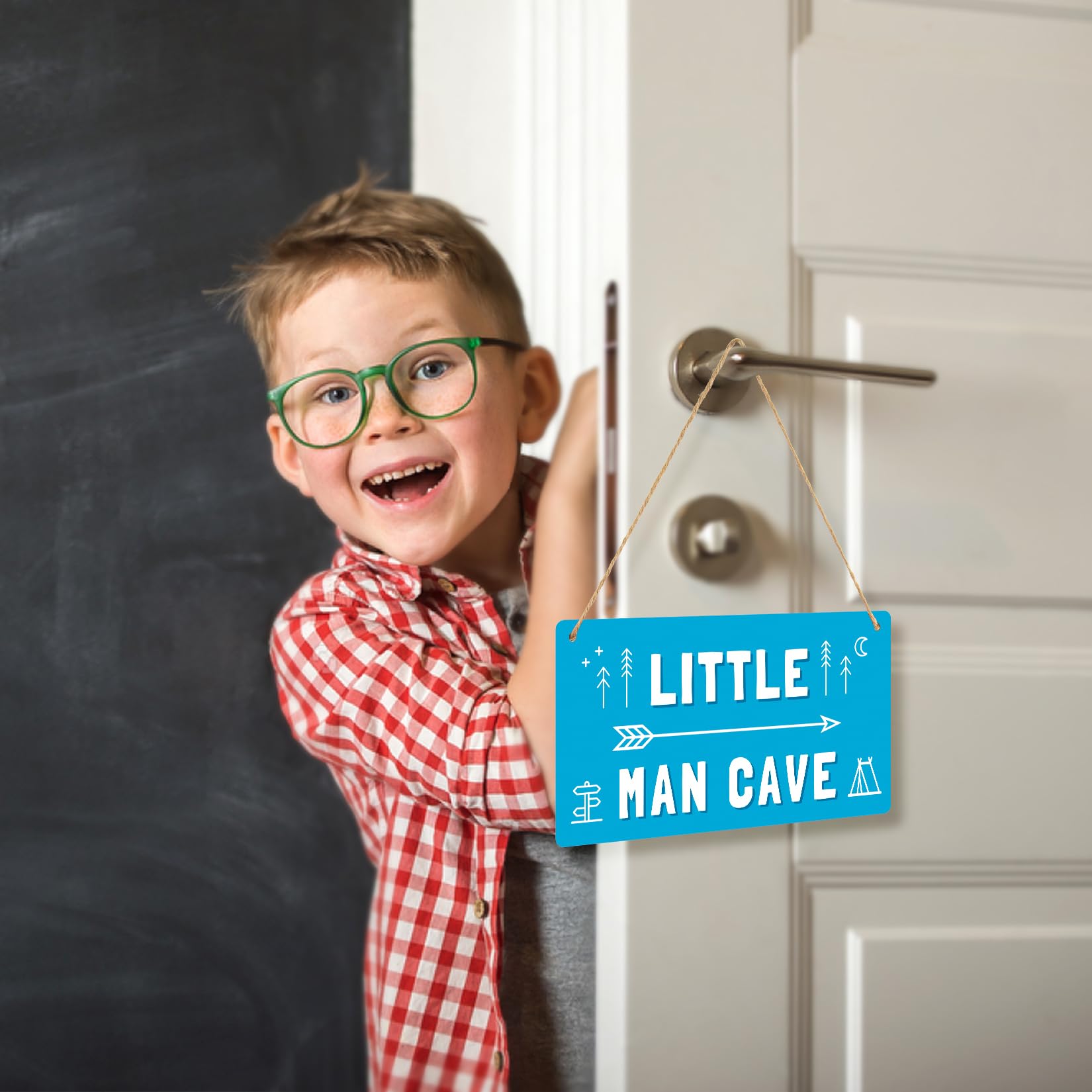 Little Man Cave, Toddler Boy Room Decor, PVC Plastic Decoration Hanging Sign, Water proof, Kids Room Signs For Door