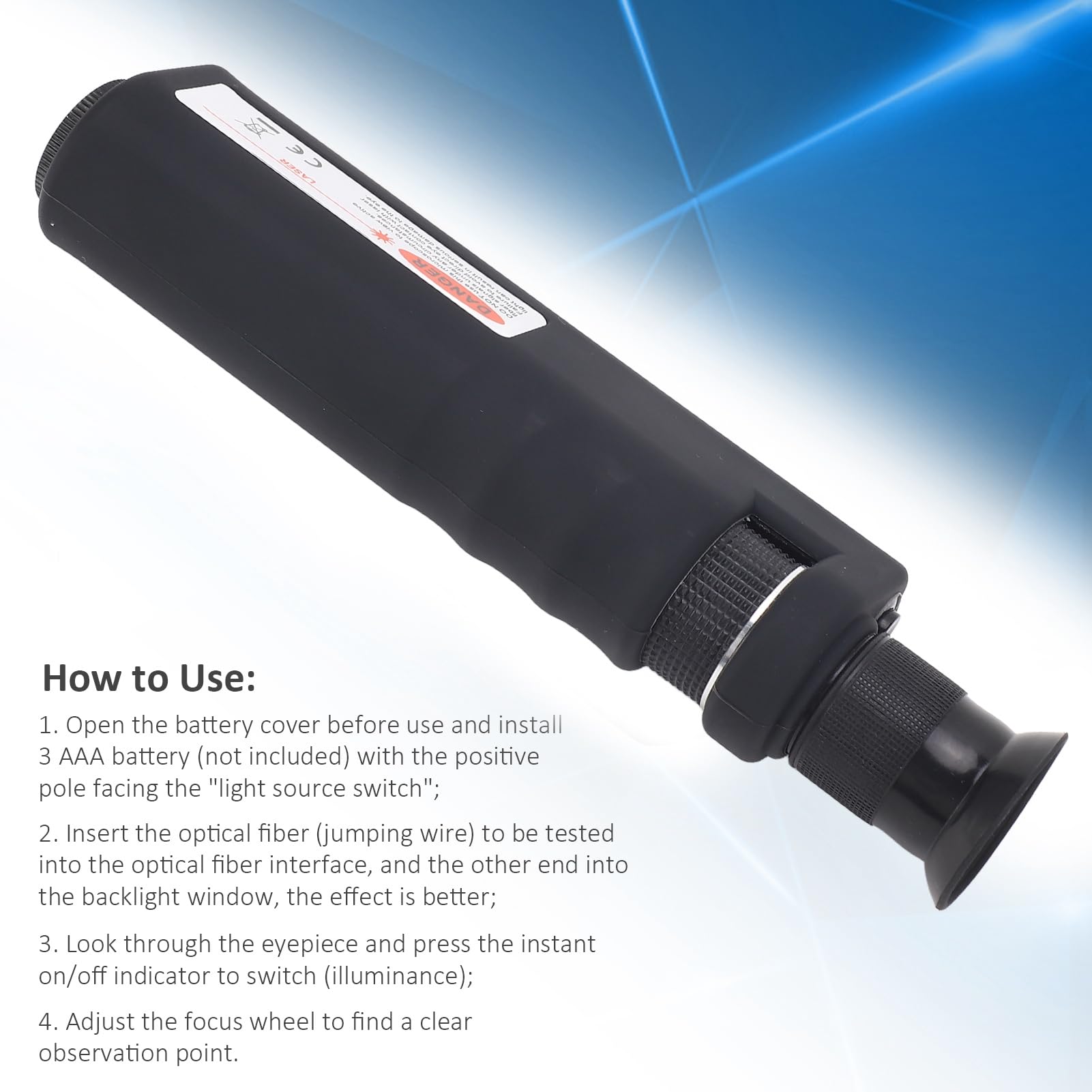 Fiber Optic Microscope Monocular Handheld Fiber Optic Inspection Microscope 400X Optical Communication Fiber Cable Inspection Microscope Magnifier Built-in Adapter Interface SC/LC/FC/ST