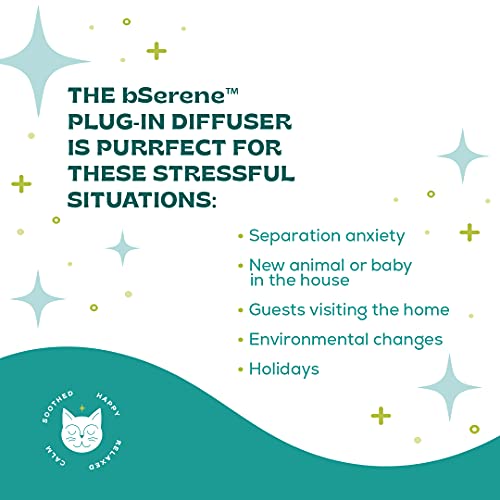bSerene Pheromone Calming Solution for Cats|45-Day Starter Kit: Plug-in Diffuser + Refill |Helps Reduce Hiding, Scratching, Stress, Anxiety | for Single/Multicat Homes|45 Days of Constant Comfort