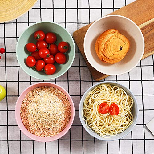 TAO CICADA Cereal Bowls - Set of 4 Wheat Straw Fiber Bowls,Unbreakable & Lightweight for Snacks, Rice, Condiments, Side Dishes, or Ice Cream, Dishwasher & Microwave Safe