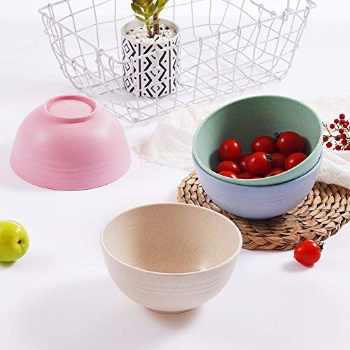 TAO CICADA Cereal Bowls - Set of 4 Wheat Straw Fiber Bowls,Unbreakable & Lightweight for Snacks, Rice, Condiments, Side Dishes, or Ice Cream, Dishwasher & Microwave Safe