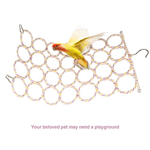 2 Packs Parrot Swing Hanging Toys, Bird Climbing Rope Net Ladders Small Medium Pet Activity Toy Suitable for Parakeet,Cockatiel,Cockatoo,Conure,Mini Macaw(Random Color ) (Style-1)