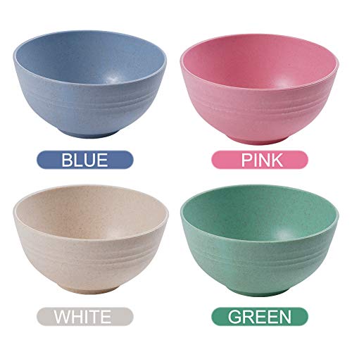 TAO CICADA Cereal Bowls - Set of 4 Wheat Straw Fiber Bowls,Unbreakable & Lightweight for Snacks, Rice, Condiments, Side Dishes, or Ice Cream, Dishwasher & Microwave Safe