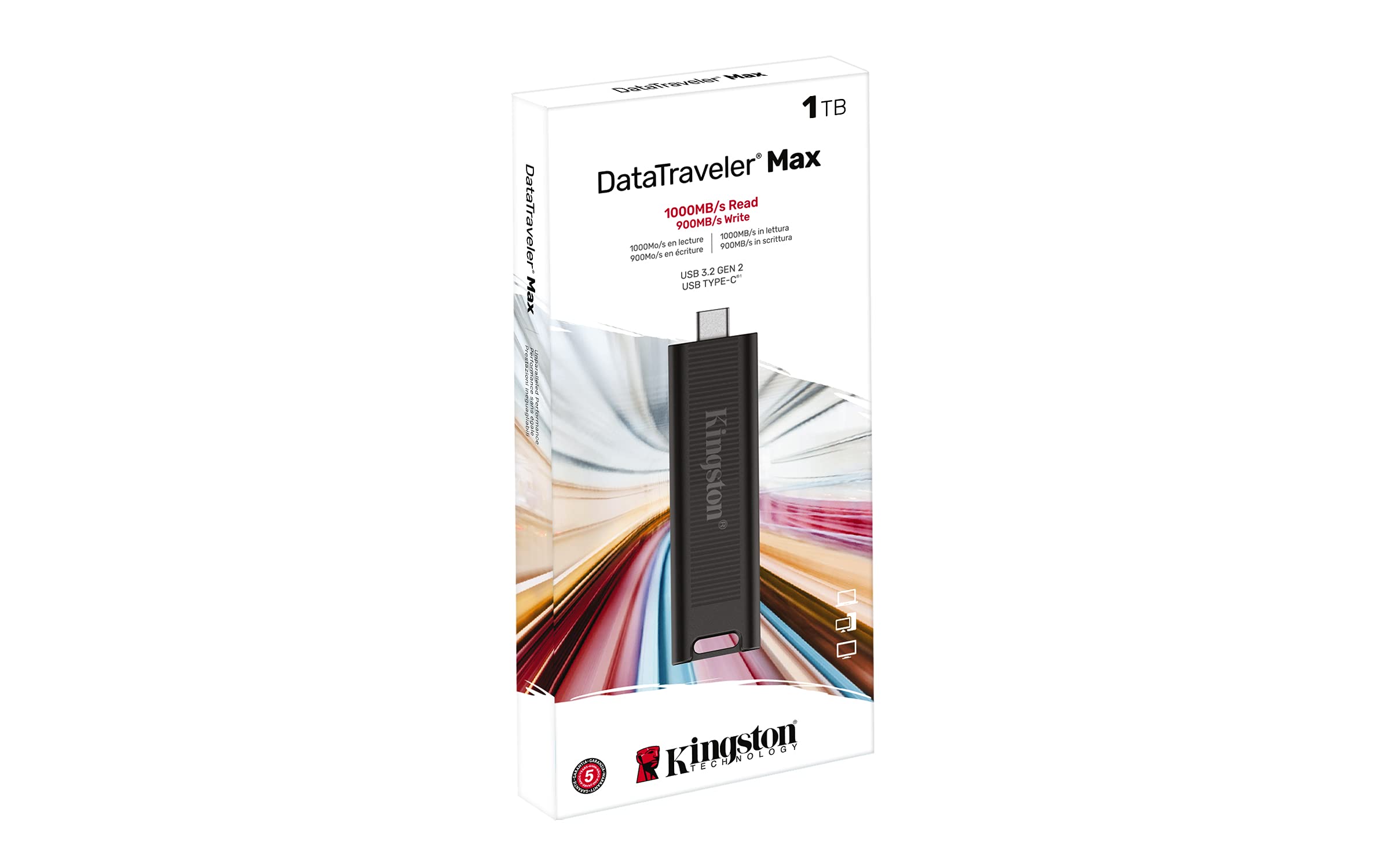 Kingston USB DT MAX 1TBType C 3.2 Gen 2 Reading: 1,000MB/sec Writing: 900MB/sec (DTMAX/1TBCR)