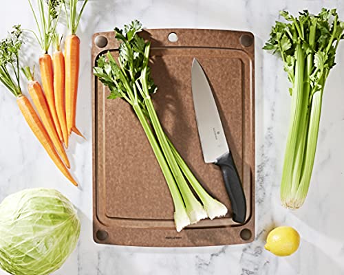 Epicurean All-In-One Cutting Board with Slip Feet and Juice Groove, 17.5-Inch × 13-Inch, Nutmeg/Brown