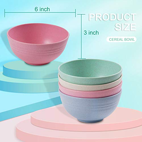 TAO CICADA Cereal Bowls - Set of 4 Wheat Straw Fiber Bowls,Unbreakable & Lightweight for Snacks, Rice, Condiments, Side Dishes, or Ice Cream, Dishwasher & Microwave Safe