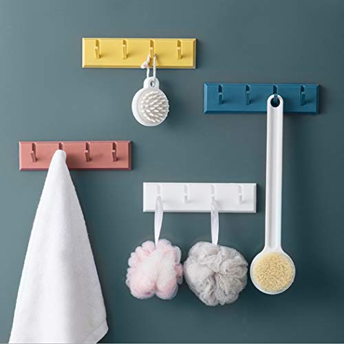 Hoshen 2PCS Non-Punch Hook Bathroom, Towel Rack, Household Wall-Mounted Coat Rack, Plastic Straight Hook - Crimson