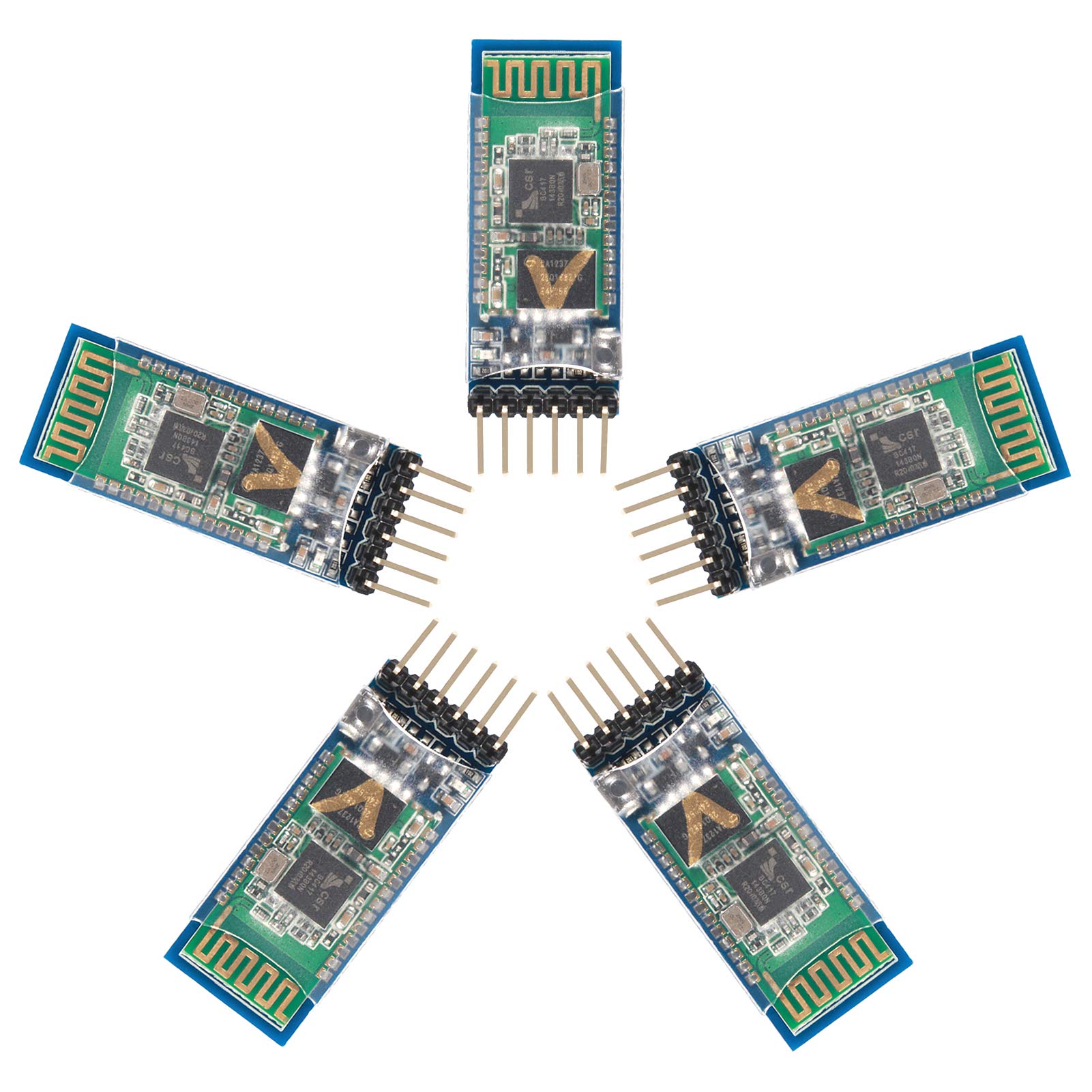 5PCS HC-05 Wireless Bluetooth Receiver RF Serial Transceiver Module Master Slave Integrated Bluetooth Module 6 Pin Wireless Serial Port Communication BT Module