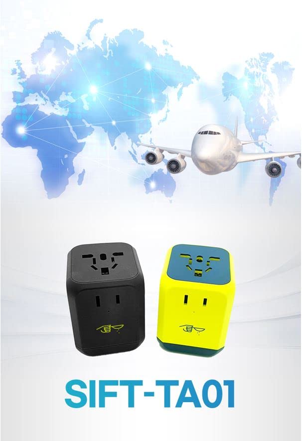 International Travel Plug Adapter by SIFT - Dual AC Sockets + 4 USB with 1 QC 3.0 USB and 1 PD-Type C