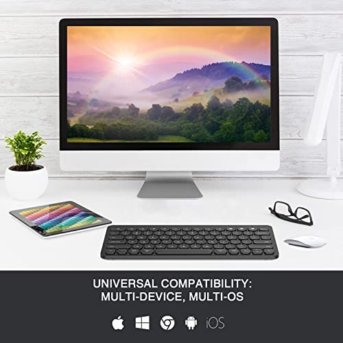 PINKCAT Bluetooth Keyboard, Multi-Device Wireless Keyboard Compatible with Laptop/PC/Notebook/MacBook/Computer, Ultra-Thin Sleek Design for iPhone/iPad/iPad Mini/iPad Pro/iPad Air/Smart TV - (Black)