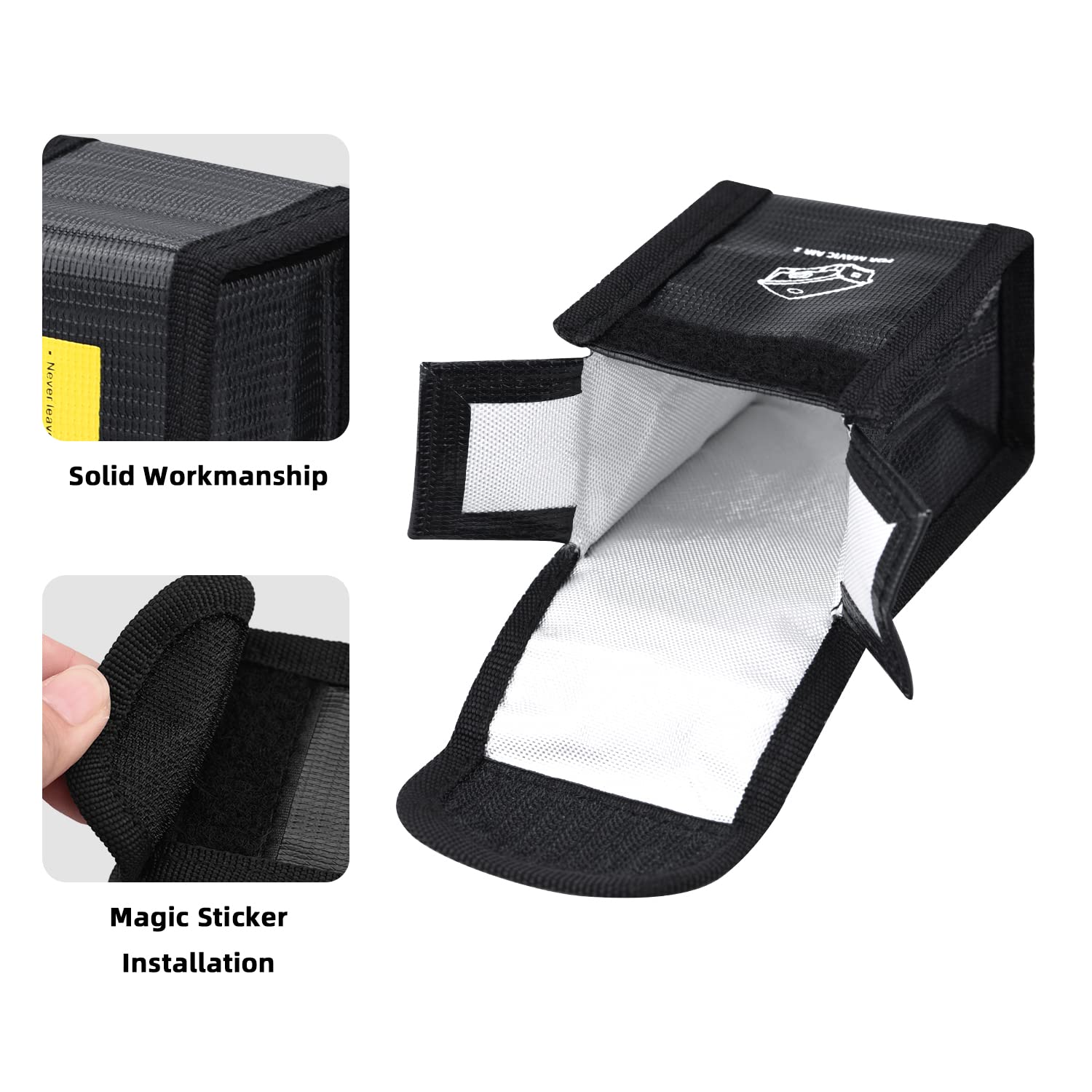 HeiyRC Battery Safe Bag & Battery Dust-proof Plugs for DJI Air 2S/Mavic Air 2 Batteries Protection Storage Case Fireproof Explosion-proof Pouch (3+1 Set)