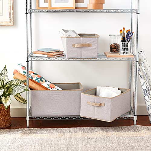 Urban Shop Foldable Linen Storage Bins with Contrasting Handle and Trim, Set of 3, Grey, 3 Count
