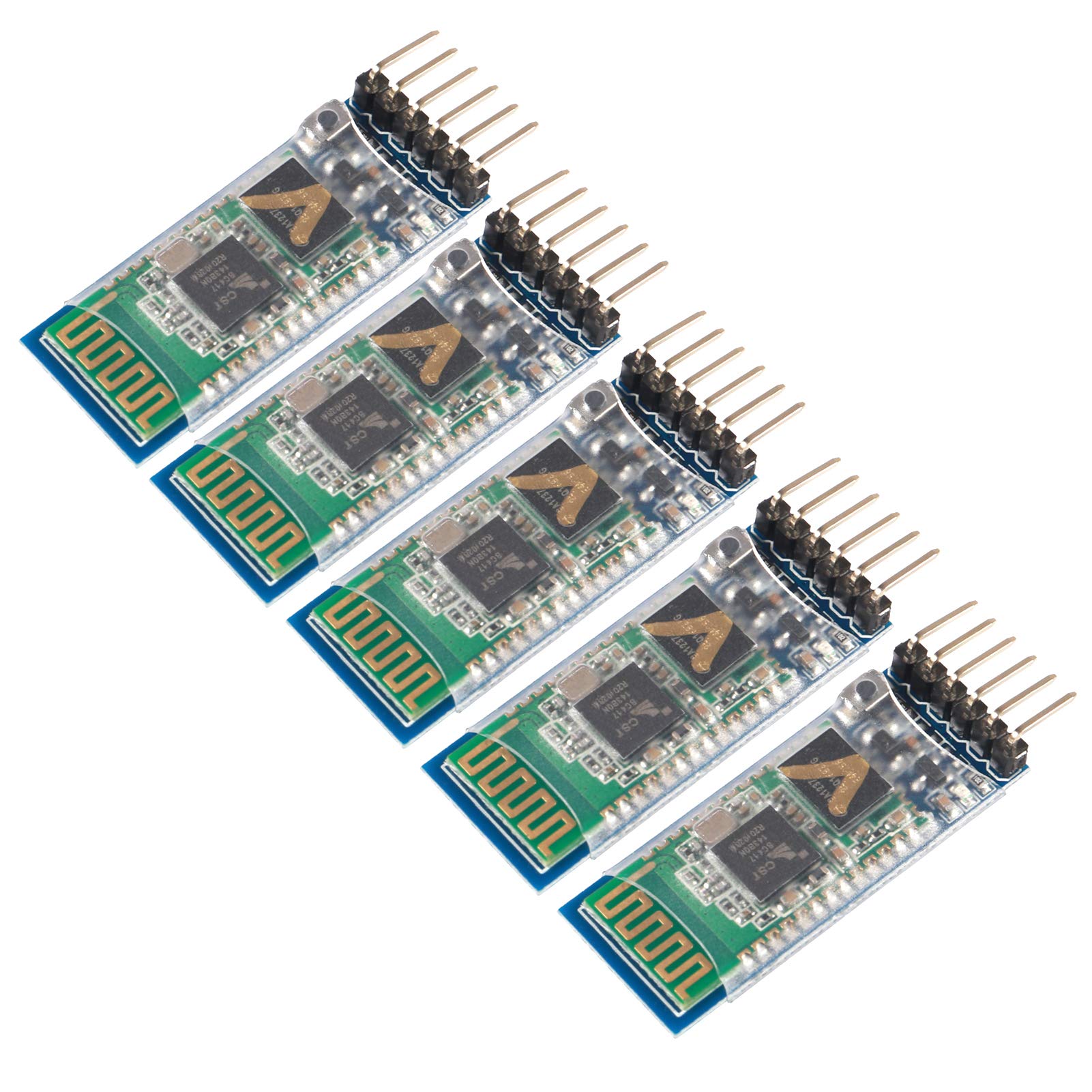 5PCS HC-05 Wireless Bluetooth Receiver RF Serial Transceiver Module Master Slave Integrated Bluetooth Module 6 Pin Wireless Serial Port Communication BT Module