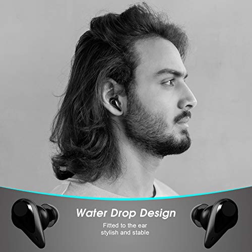 August True Wireless Earbuds EP810 - Bluetooth 5.0 True Wireless Stereo Headphones Touch Control with Type-C Charging Earphones Powerful Bass - iPhone and Android Compatible - Black