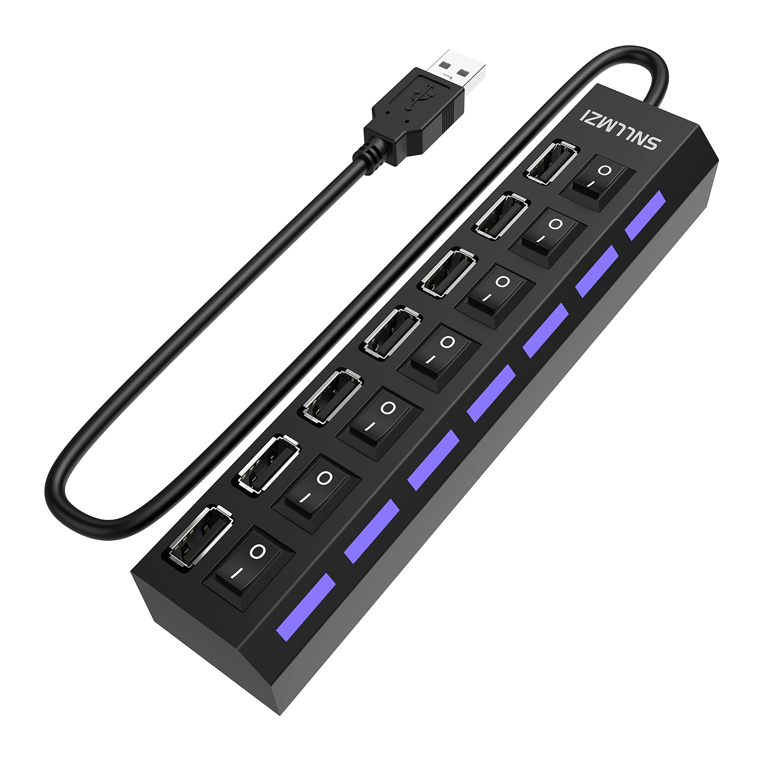 USB Hub, 7 Port USB 2.0 Hub LED Portable High-Speed Compatible for iMac Pro, MacBook Air, Mac Mini/Pro, Surface Pro, PC and Laptop