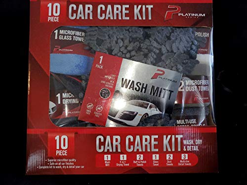 Platinum Series Microfiber Car Cleaning Kit, Extra-Absorbent Lint-Free Streak-Free Scratch-Free Automotive Microfiber Cloth Towels for Car Washing, Auto Detailing and Drying, 10 Piece Pack