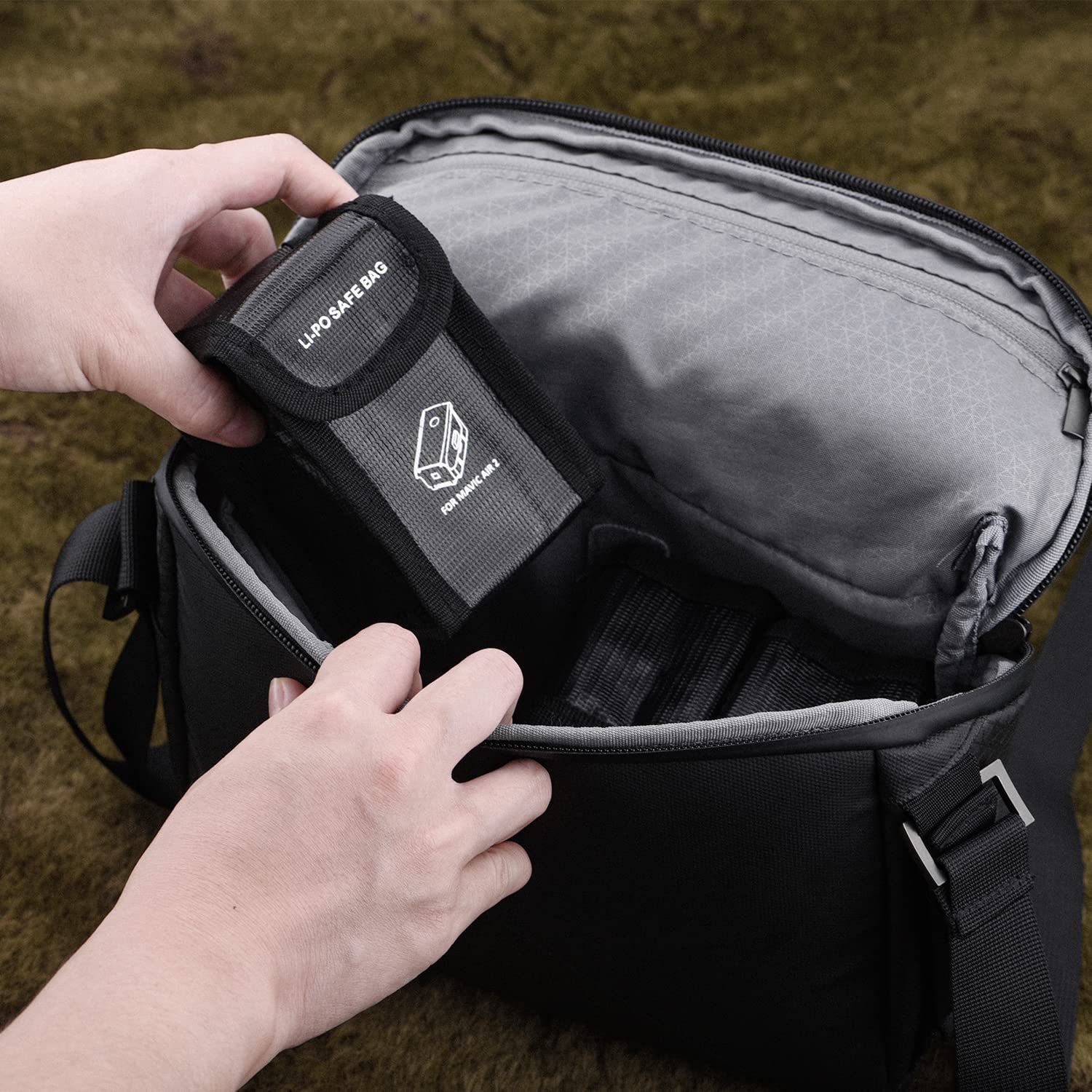 HeiyRC Battery Safe Bag & Battery Dust-proof Plugs for DJI Air 2S/Mavic Air 2 Batteries Protection Storage Case Fireproof Explosion-proof Pouch (3+1 Set)