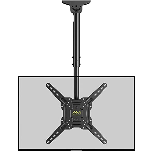 AM alphamount Ceiling TV Mount for 13-55 Inch LCD LED OLED 4K TVs/Monitors, Hanging TV Mount Bracket Swivels Tilts Rotates fits Flat/Sloped Roof, Max VESA 400x400mm, Holds up to 77lbs