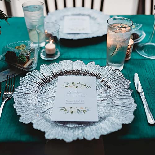 WUWEOT 12 Pack Silver Charger Plates, 13" Round Plastic Reef Plate Chargers with Flora Reef Design for Wedding Dinner Party Decoration