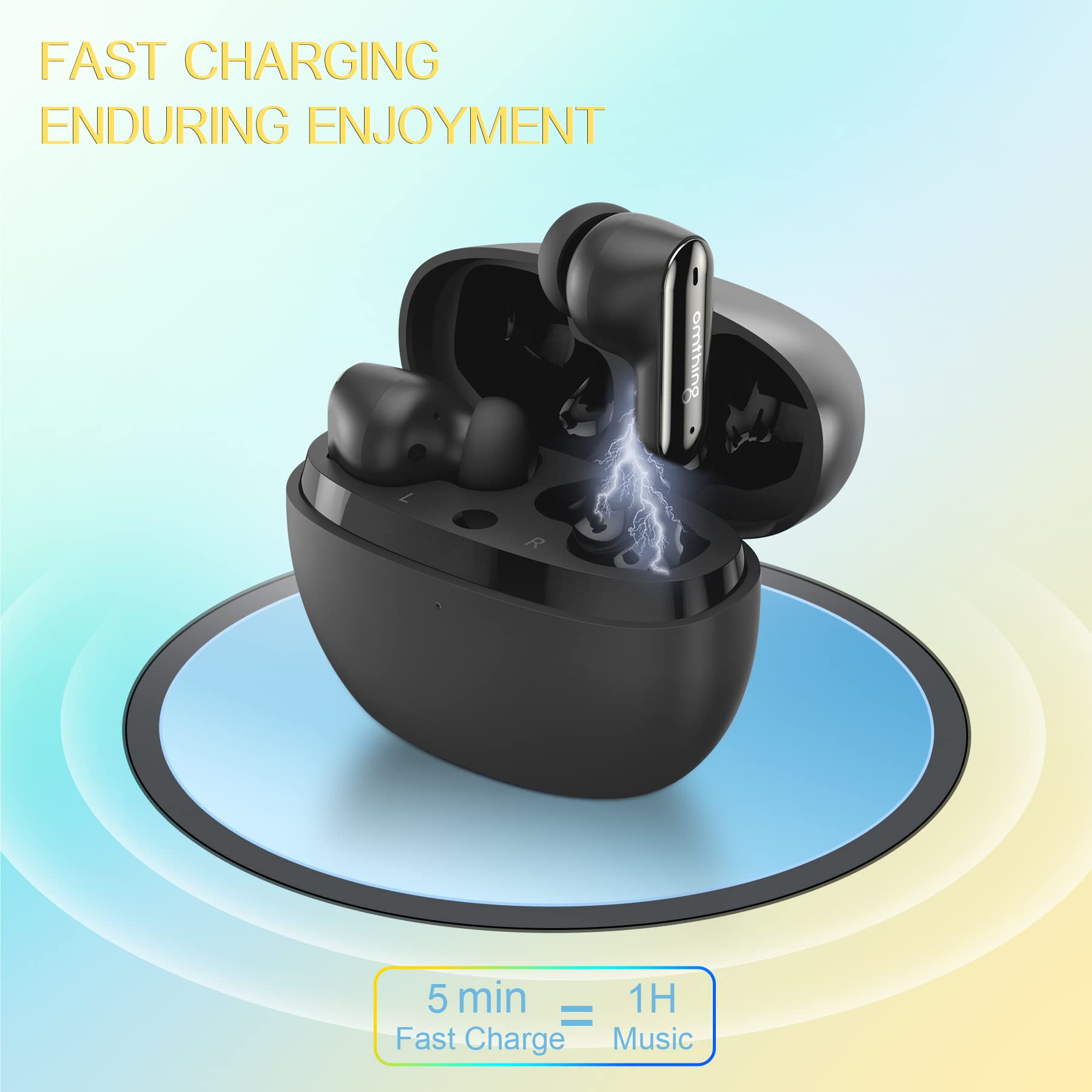 omthing Wireless Earbuds, AirFree 2 True Wireless Headphones, Earphones with Wireless Charging, Bluetooth Earbuds with ANC, in-Ear Headphones Deep Bass, Touch Control, IPX5 Waterproof, 25H