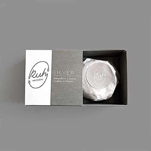 Ruh Natural Shampoo Bar for Oily Hair, Handmade Sulfate Free Shampoo Bars with Bentonite Clay and Gardenia Sent, Vegan and Zero-Waste Eco-Friendly, Silver (1ct)