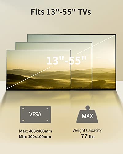 AM alphamount Ceiling TV Mount for 13-55 Inch LCD LED OLED 4K TVs/Monitors, Hanging TV Mount Bracket Swivels Tilts Rotates fits Flat/Sloped Roof, Max VESA 400x400mm, Holds up to 77lbs