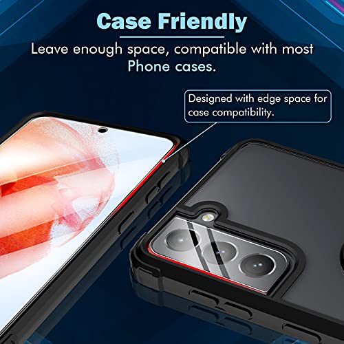 LK 2 Pack Screen Protector Compatible for Samsung Galaxy S21 & 2 Pack Lens Protector with Alignment Frame, [9H] Tempered Glass Screen Protector for Galaxy S21 5G, Scratch-Proof, 6.2-inch, Clear