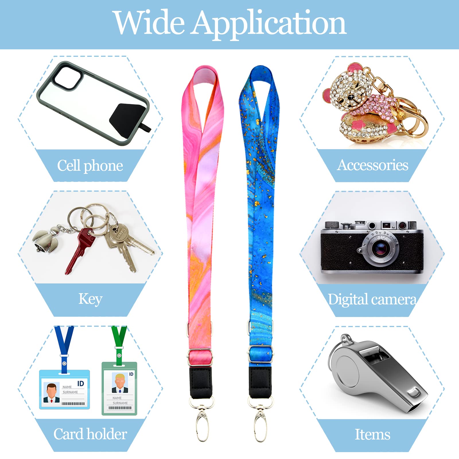 Chinco 5 Pack Crossbody Multifunctional Cell Phone Lanyards Universal Adjustable Neck Strap and Phone Patches Compatible with Most Smartphones(Marble Pattern,Bright Color)