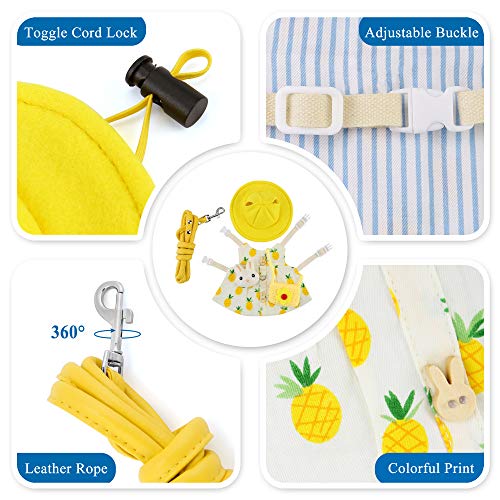 Mogoko Soft Rabbit Harness with Leash, Cute Bunny Vest Dress and Lead Set for Ferret Guinea Pig Kitten Small Animals (S)