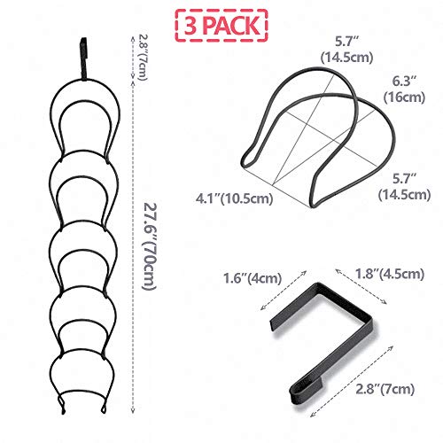 XINFULL 15 Rings Cap Rack Hanging Hat Organizer Baseball Holder Scarfs Bag Hanger Storage for Wall Door Closet Kitchen Bathroom, Black