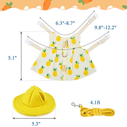 Mogoko Soft Rabbit Harness with Leash, Cute Bunny Vest Dress and Lead Set for Ferret Guinea Pig Kitten Small Animals (S)