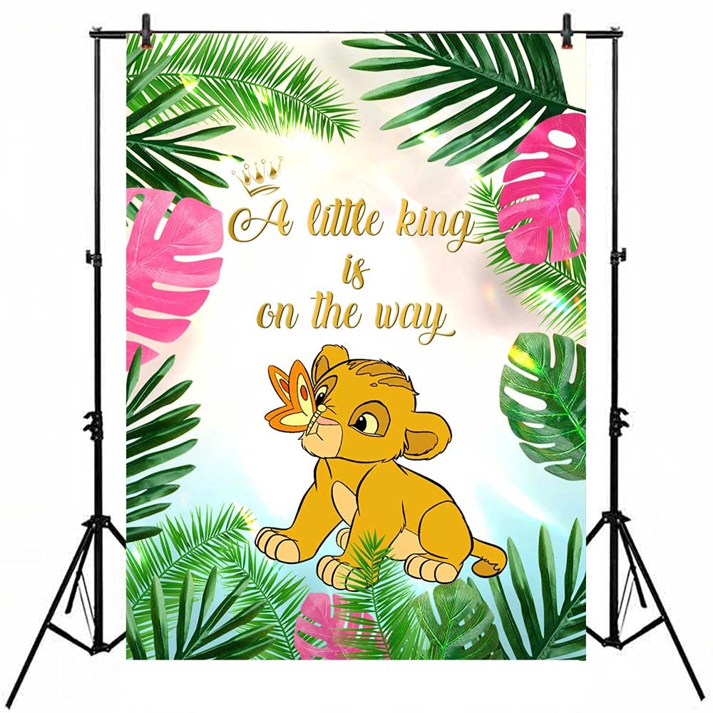 VV Backdrop Lion King Baby Shower Backdrop for Boy 7x5 A Little King is on The Way Baby Shower Background for Kids Jungle Leaf Infant Lion King Bacckdrops for Boys First Birthday