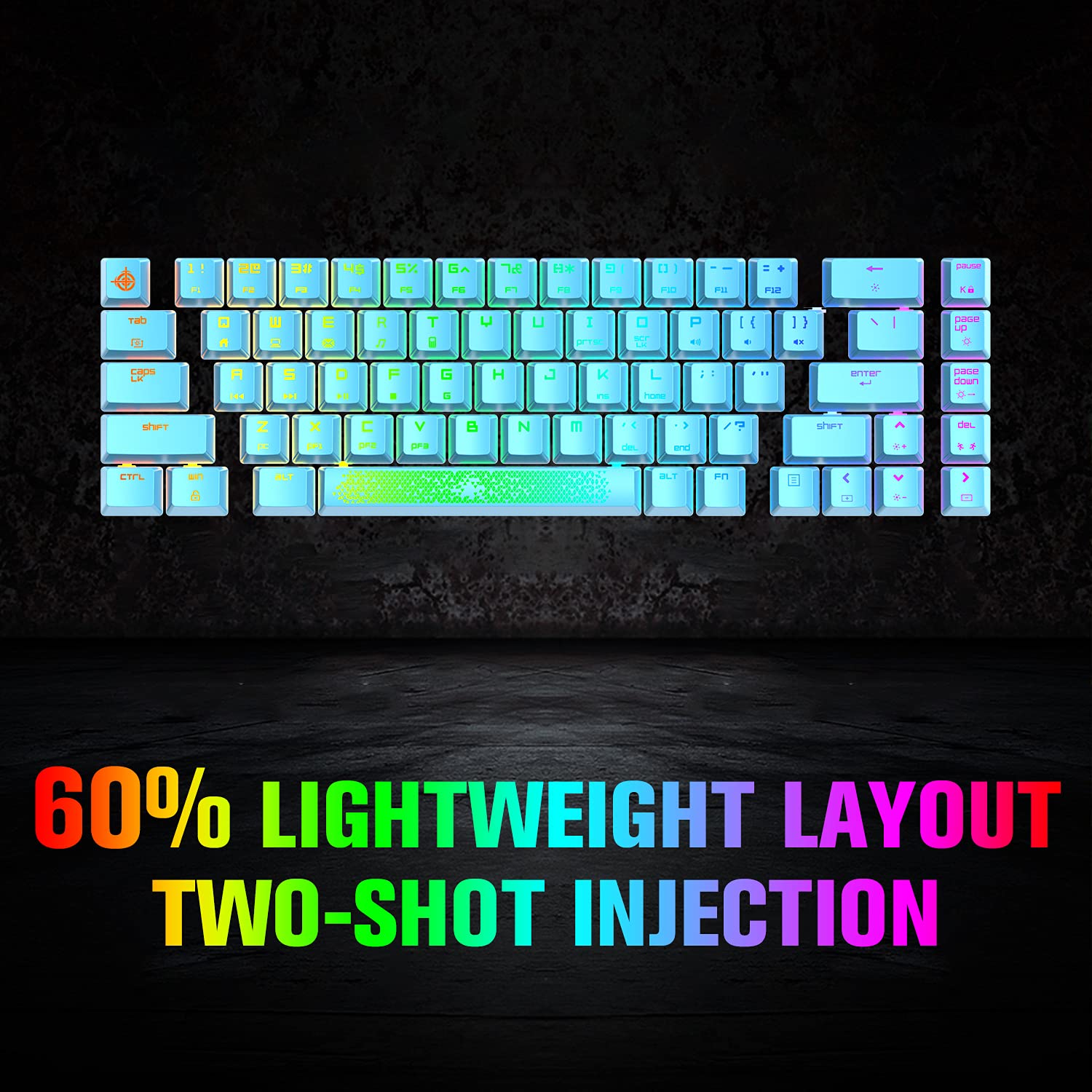 MAGIC-REFINER 60% RGB Mini Mechanical Gaming Keyboard,Portable 68 Keys,Blue Switches,Detachable USB Type-C Cable,TKL Keyboard with Two Keycaps for Windows Gaming PC(Blue)