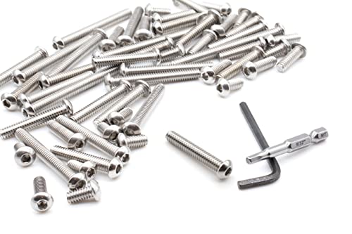1/4-20 x 1/2" Button Head Socket Cap Bolts Screws Kit | 304 Stainless Steel | Fully Threaded | Allen Hex Drive | HEX Head L Key HEX Bit | Allen Wrench Included Pack of 25, Milliontronic