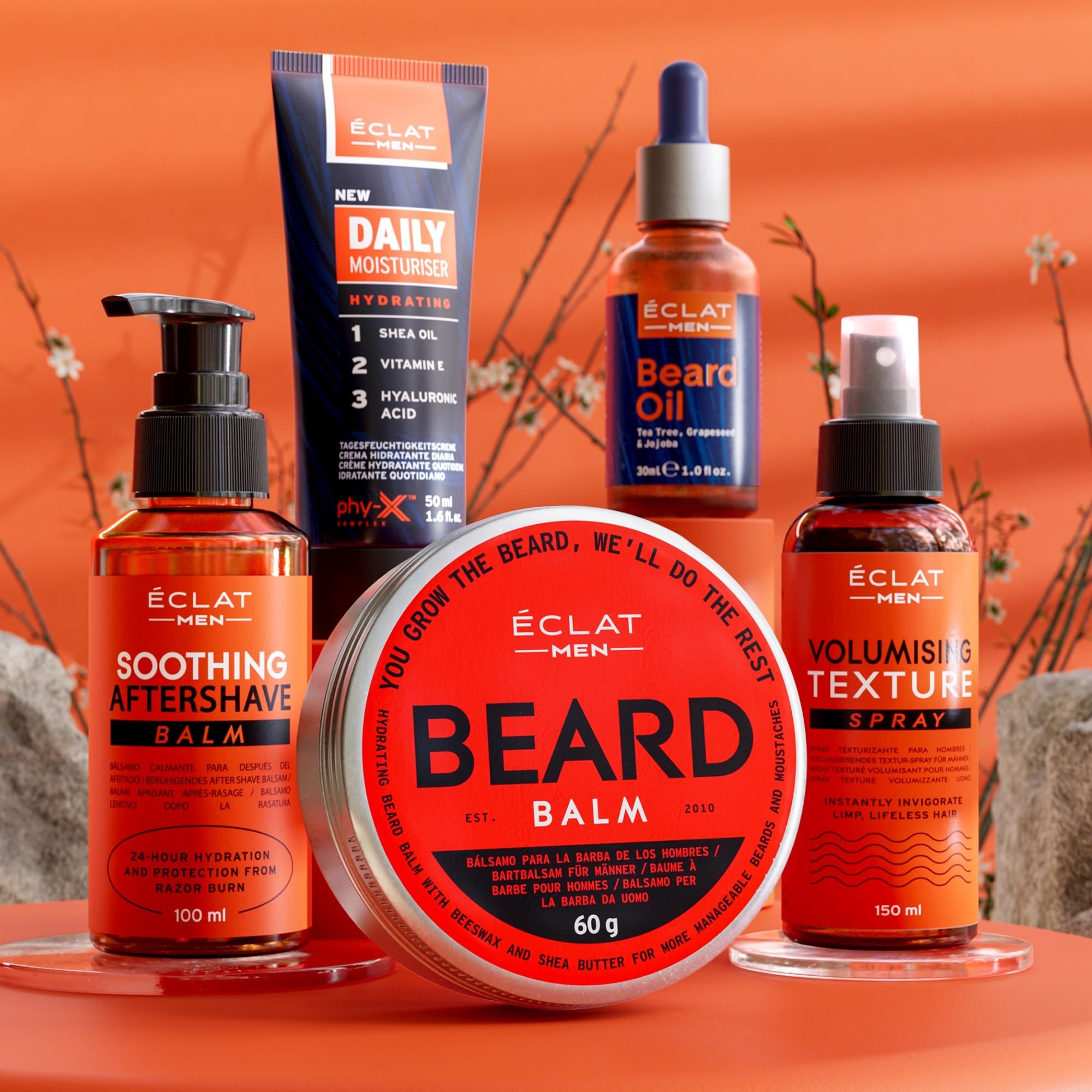 Eclat Skincare Men's Balm, Oil, Conditioner, Beard Wax Moisturizer & Softener w/Shea Butter, Pure Argan Oil - Sensitive Skin