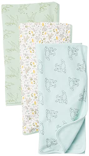 Amazon Essentials Disney | Marvel | Star Wars | Princess Unisex Kids' Swaddle Blankets, Pack of 3, 3-pack Bambi Nature, One Size