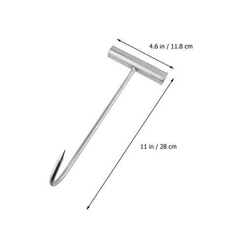 Hemoton Meat Hooks Stainless Steel T Hooks T-Handle Meat Boning Hook for Kitchen Butcher Shop Restaurant BBQ Tool Butcher Shop Tool Kit (28cm)
