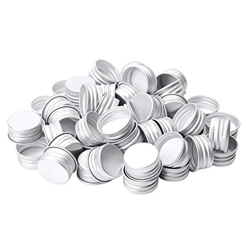 Aislor Aluminum Tins Cans Screw Top Round Steel tins Cans with Screw Lid Screw Lid Containers Cap Lid Silver 28mm