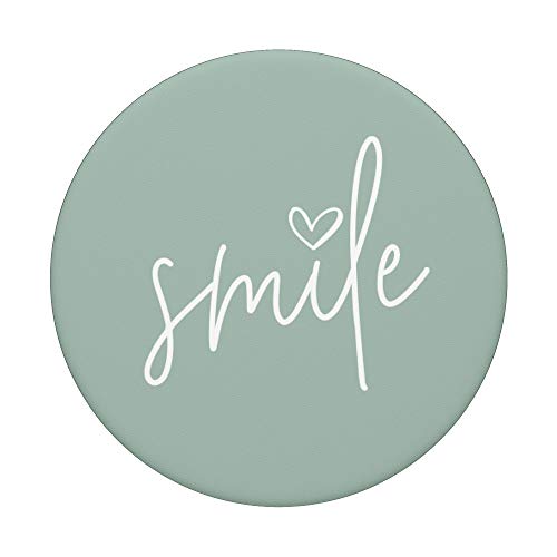 Smile Positive Inspirational Quote - Pastel Sage Green PopSockets PopGrip: Swappable Grip for Phones & Tablets
