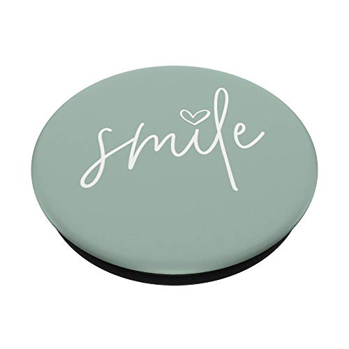 Smile Positive Inspirational Quote - Pastel Sage Green PopSockets PopGrip: Swappable Grip for Phones & Tablets