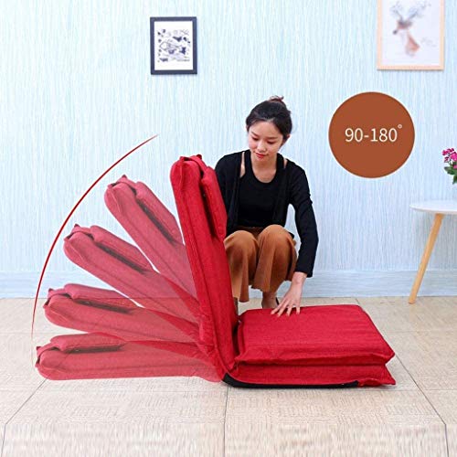 GYDJBD Classic Style Single Lazy Sofa with 5-Speed Adjustment of Backrest, Steel Frame Structure, Foldable Built-in Zip, Easy to Clean (Color : Red)