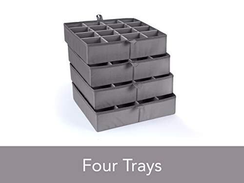Kitchen Cube Glassware Storage Bin - Durable Polyester, Adjustable Compartments, Sturdy Interior Walls, ID Window, Kitchen Storage-Graphite