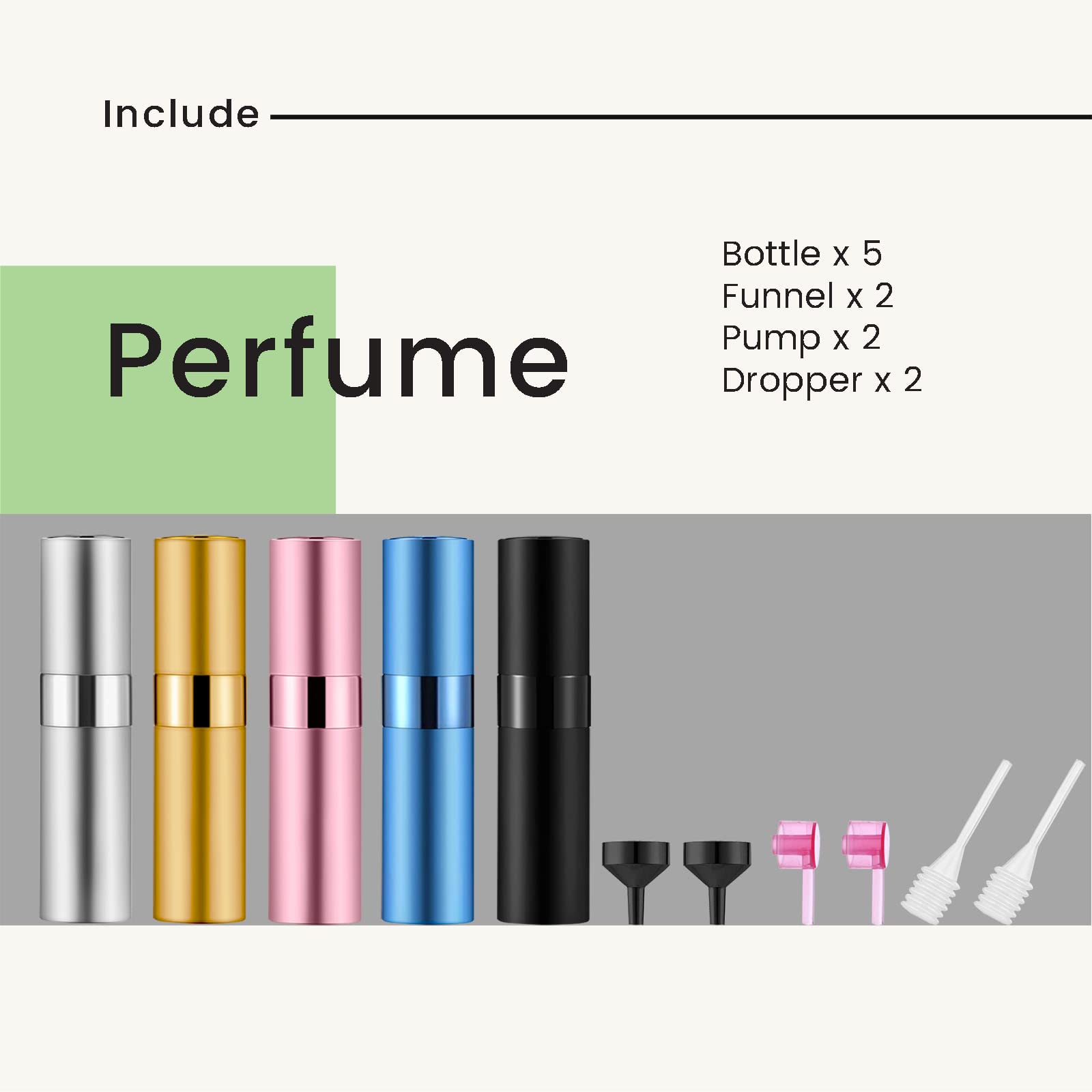 IRON BILL 5PCS/8ml Perfume Travel Refillable, Portable Perfume Atomizer Refillable, Empty Mini Size Spray Bottle for Men&Momen.(Matte Black