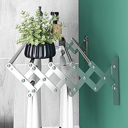 qurutma Wall Mounted Clothes Drying Rack,Stainless Steel Accordion Retractable Drying Rack for Laundry Room/Bathroom Tower,Easy to Install 31-inch Rod, 60 lb Capacity- Indoor and Outdoor Use