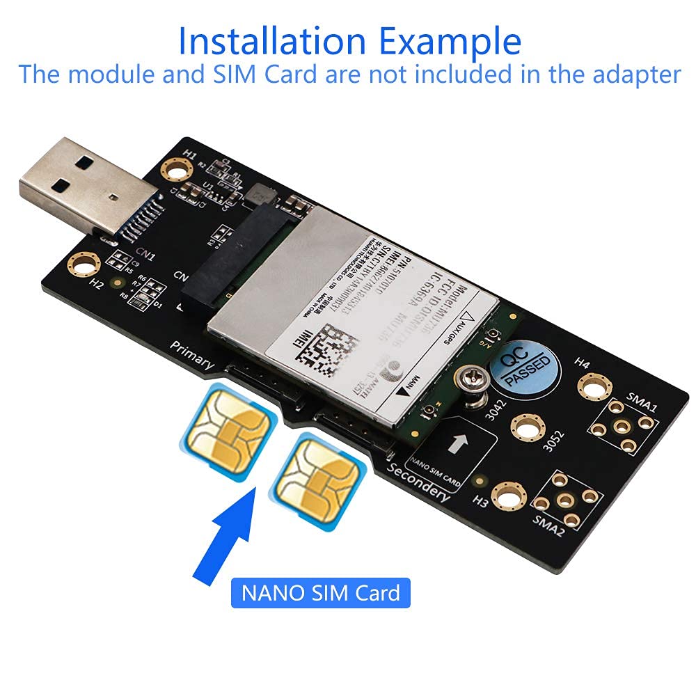 NGFF(M.2) to USB 3.0 Adapter with Dual Nano SIM Card Slot for 3G/4G/5G Module