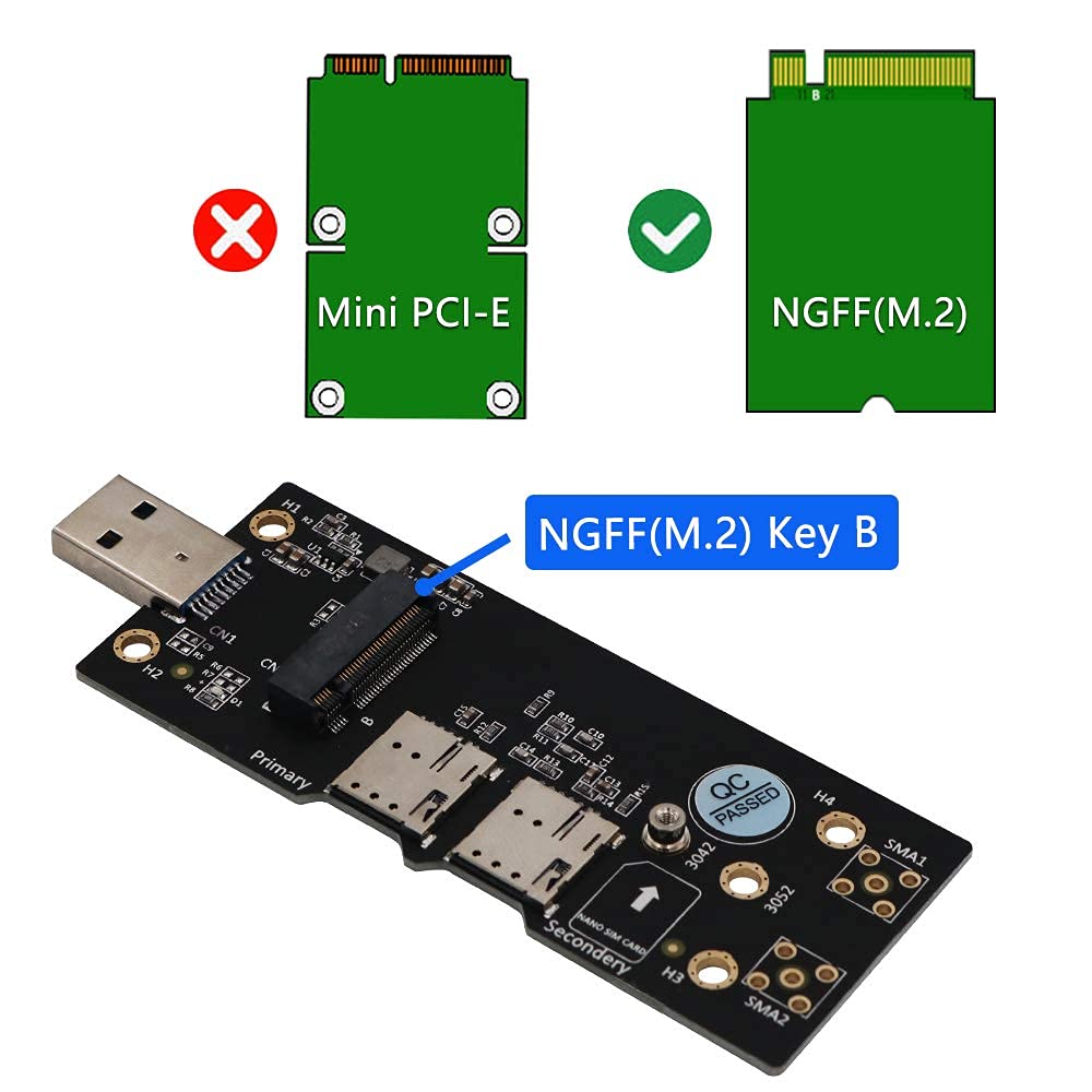 NGFF(M.2) to USB 3.0 Adapter with Dual Nano SIM Card Slot for 3G/4G/5G Module
