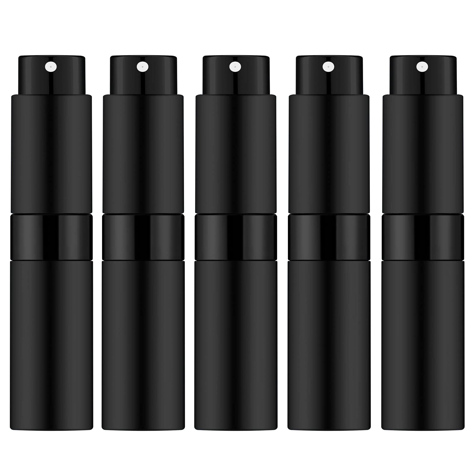 IRON BILL 5PCS/8ml Perfume Travel Refillable, Portable Perfume Atomizer Refillable, Empty Mini Size Spray Bottle for Men&Momen.（Matte Black